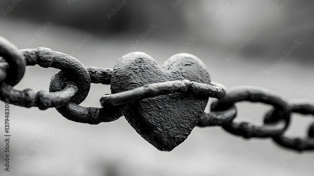 Rustic Metal Chain Entwining a Weathered Heart Stock Photo | Adobe Stock