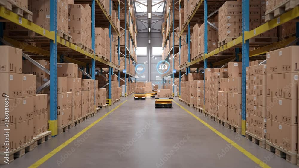 Warehouse Digitization and Digital Automation: AGV robots transporting ...
