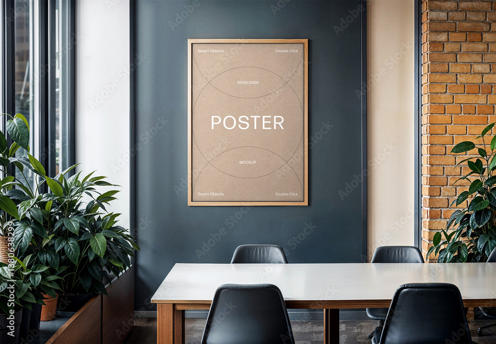 Stocksjabloon Meeting Room A4 Poster Mockup With Generative AI | Adobe ...