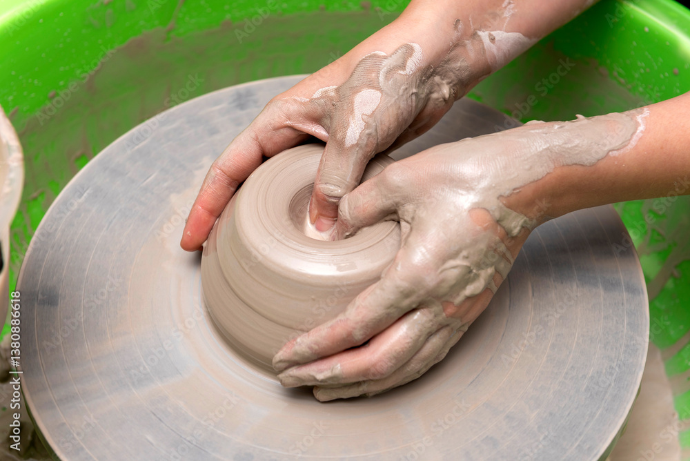 Poster The process of kneading and manufacturing artisanal ceramics and ...