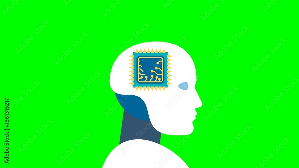 Robot head tech, AI chip technological brain, Artificial intelligence ...