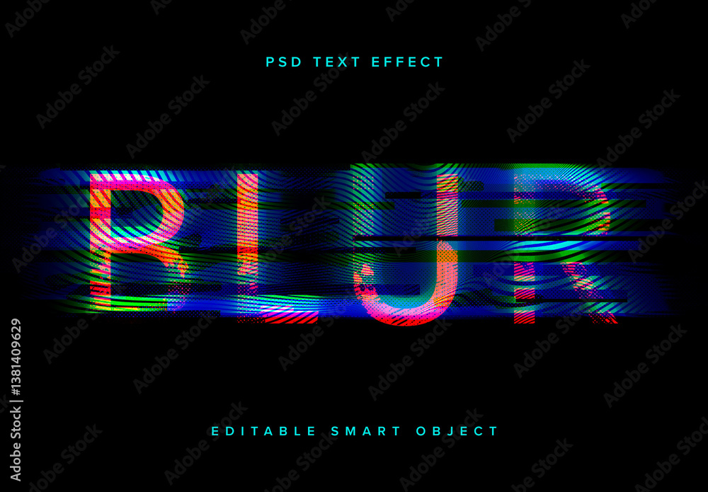 Glitch Text Effect Mockup Stock Template | Adobe Stock