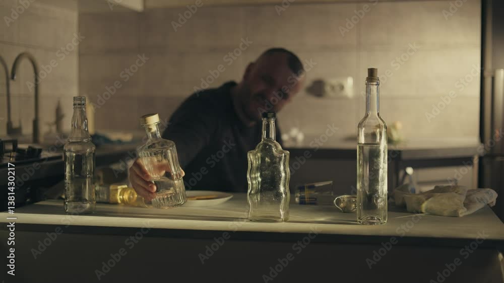 Alcoholism, alcohol addiction and people concept - male alcoholic.Dark ...