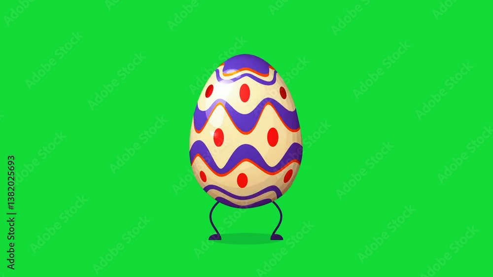 Jumping Easter Egg Green Screen 4k Video Background. Happy Easter Animated Video. Easter Egg ...