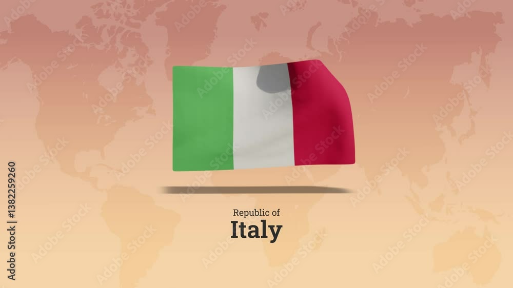 Italy Flag Waving in Loop and Textured 3d Rendered Background. Italy ...