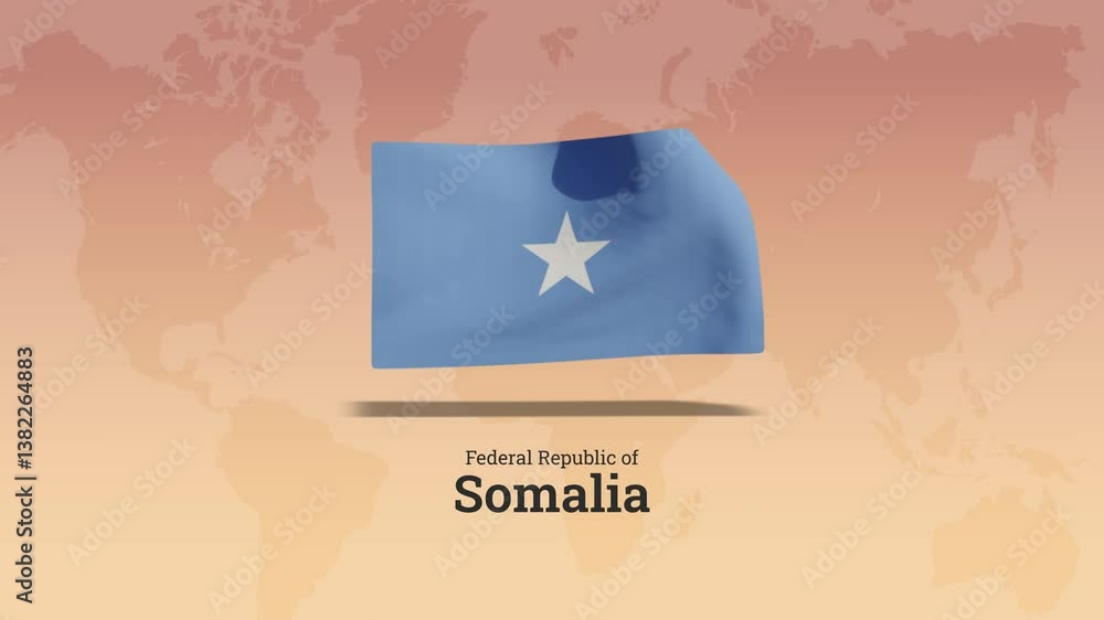 Somalia flying flag with map background. 4K waving national flag of ...