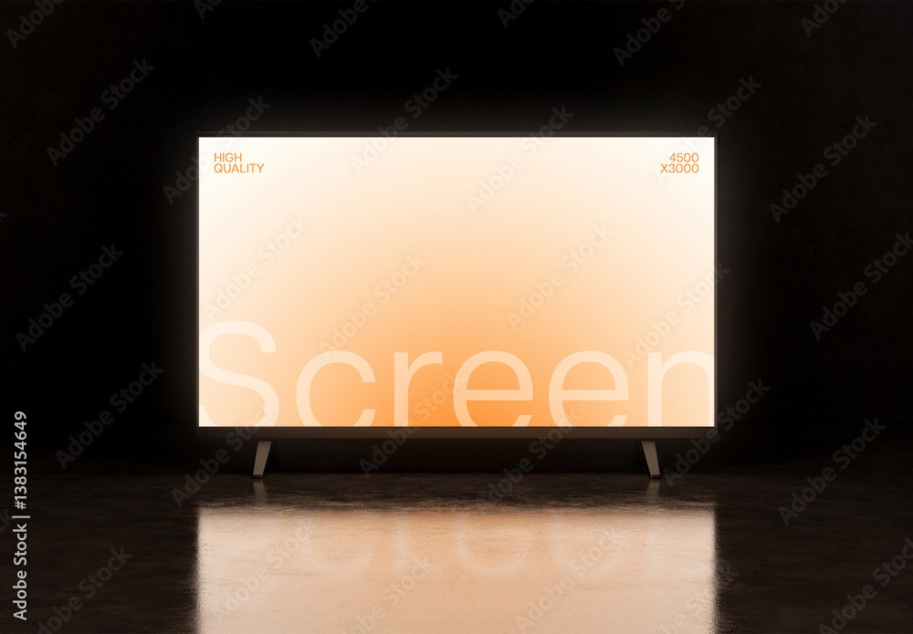 Glowing TV Screen Mockup Stock Template | Adobe Stock