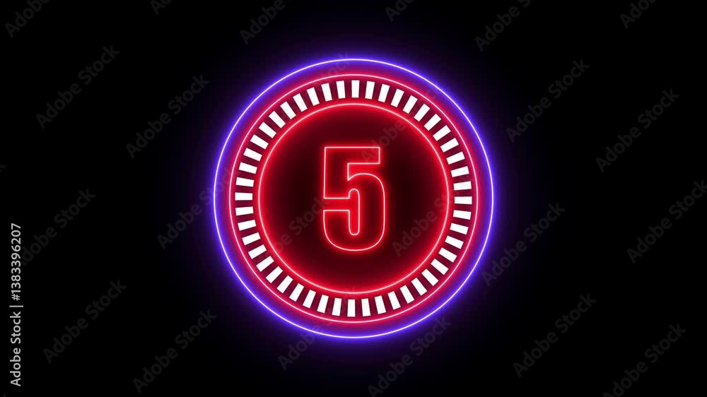 10 to 0 second modern digital countdown timer animation on black ...