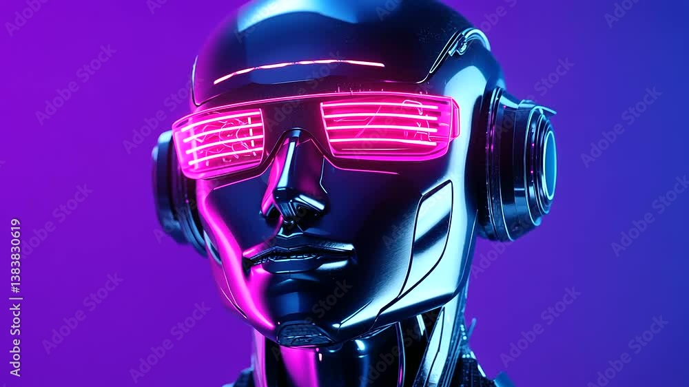 hyper-realistic humanoid robot with a radiant, colorful display on its ...