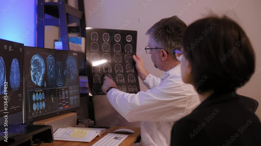 Hospital doctors analyze brain MRI scans alongside the patient to ...