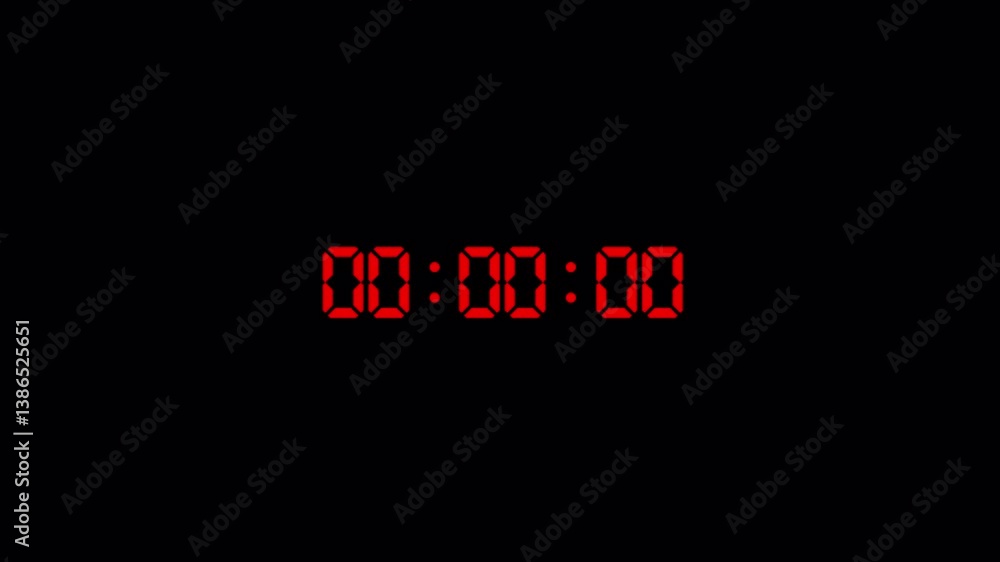 Five seconds digital countdown timer animation from 5 seconds to 0 ...