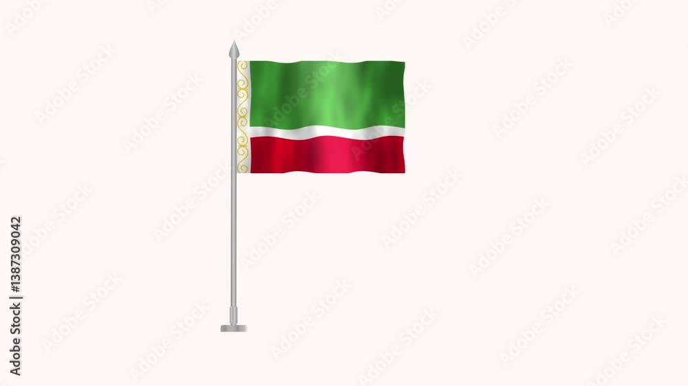 Flag of Chechen, Pole flag of Chechen on white screen, Chechen 3D ...