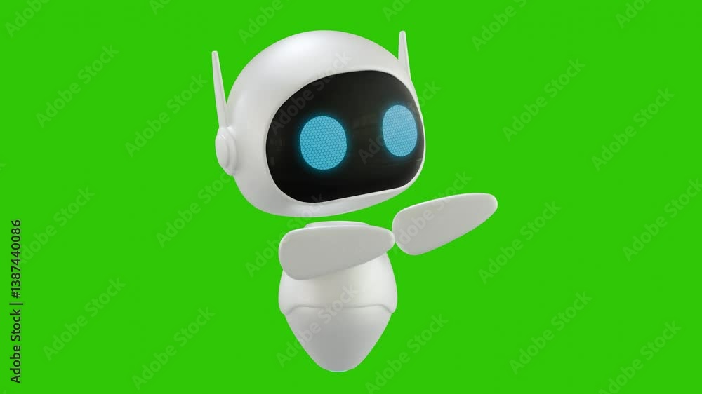 Cute 3D mini Robot character animation with sideways pointing movement ...
