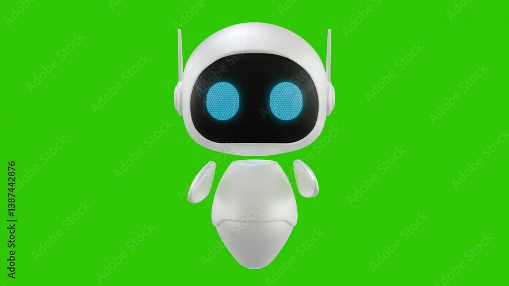Cute 3D mini Robot character animation with front pointing movement ...