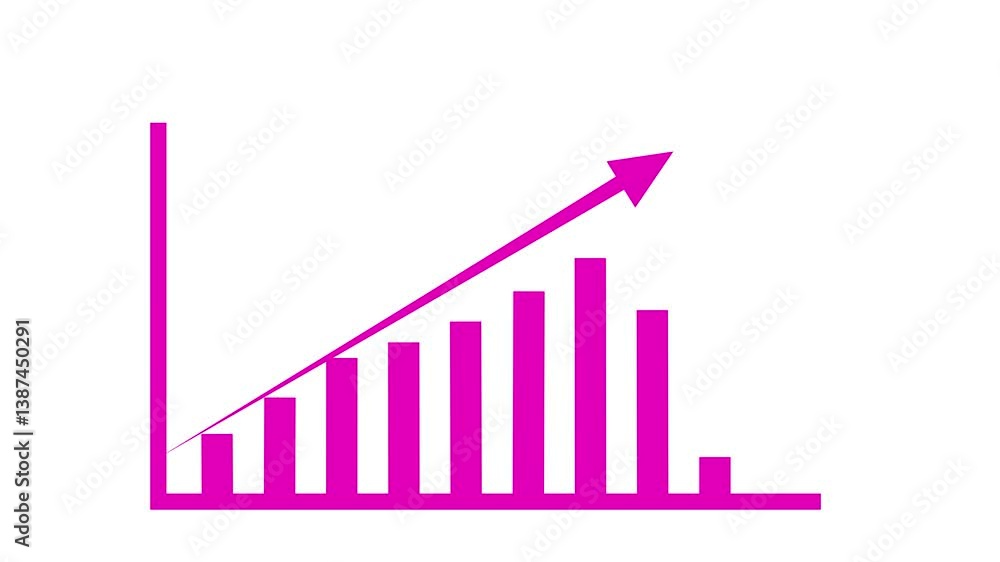 Infographic growth bw 2D object animation. Increase sales in business ...