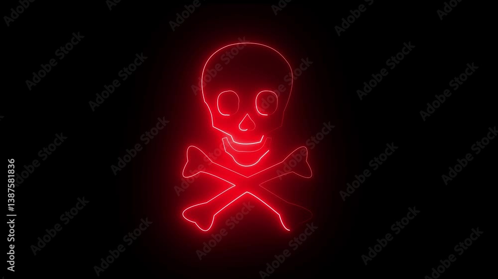 Skull Crossbones neon sign appear in center and disappear after some ...