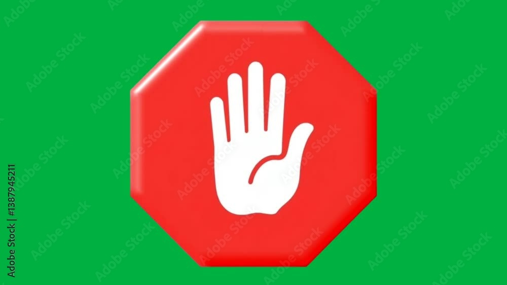 Animated Stop Hand Sign with Green Screen Chroma Key Green Screen Hand ...