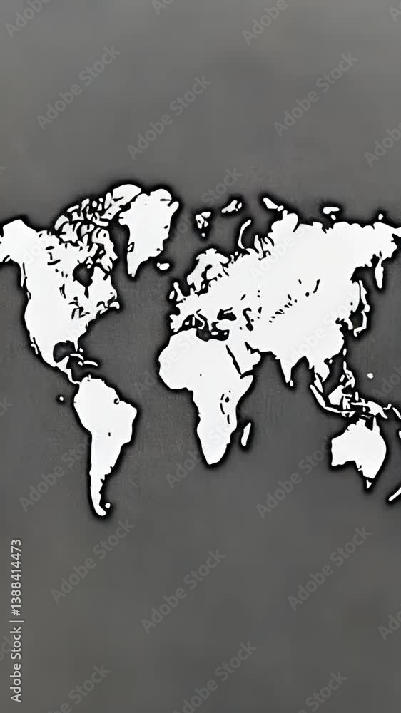 A hand-drawn animated line art of a world map sketching itself in real ...