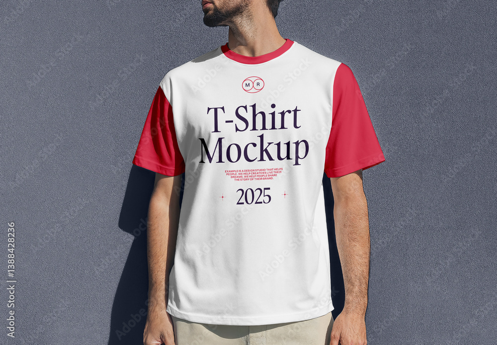 Front View Men Wearing T-Shirt Mockup Stock Template | Adobe Stock