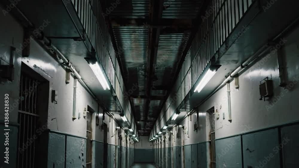 Ultra-Realistic Cinematic Prison Hallway Scene in 4K — Dim Lighting ...