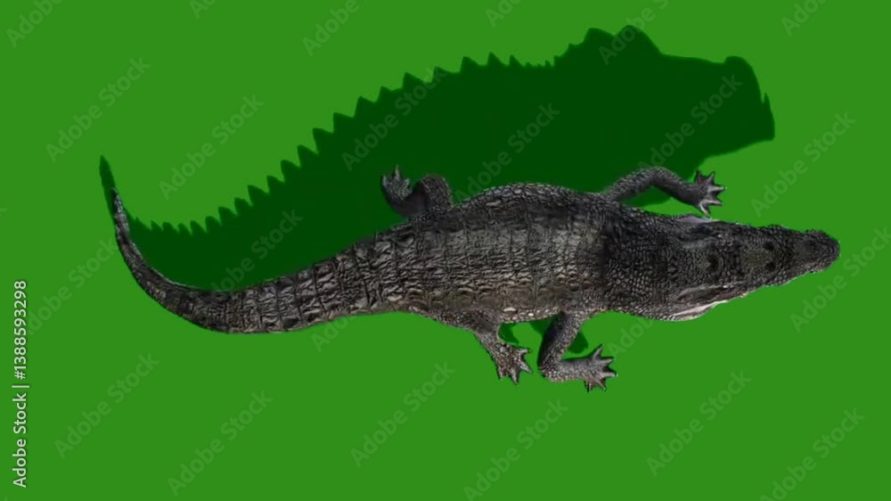 Crocodile walking animation on green screen. The concept of animal ...