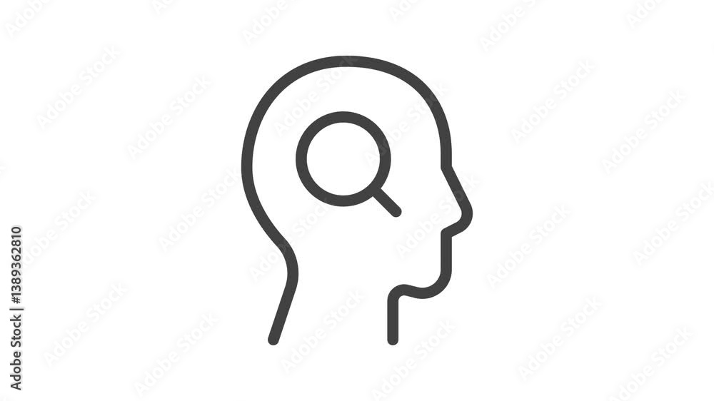 Animated outline icon. Business soft skills collection. Introspection ...