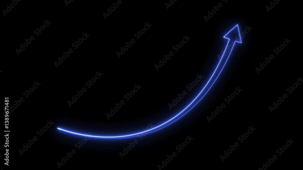 Business graph chart icon neon bright royal blue color animation. Black ...