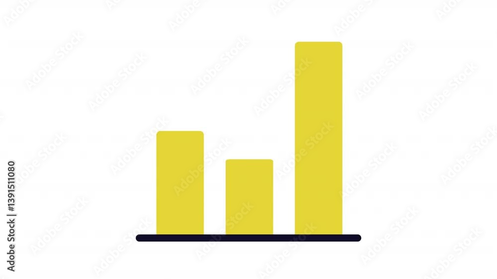 Animated column chart glyph color icon. Vertical bar diagram bouncing ...