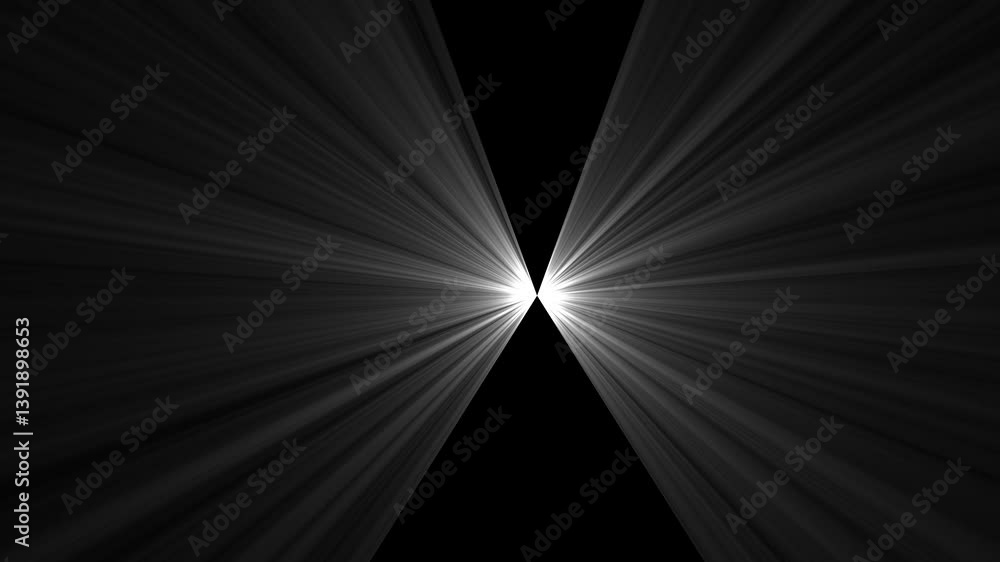 Isolated white light rays animation black background. Glitter, shiny ...