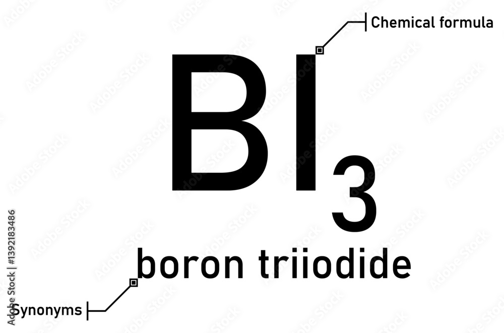 Poster Boron triiodide chemical formula and synonyms with callout ...
