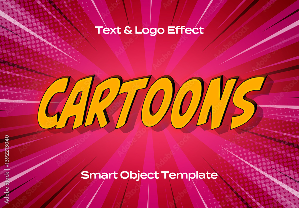 Comics Cartoons Kids Text Logo Style Effect Mockup Logotype Template ...
