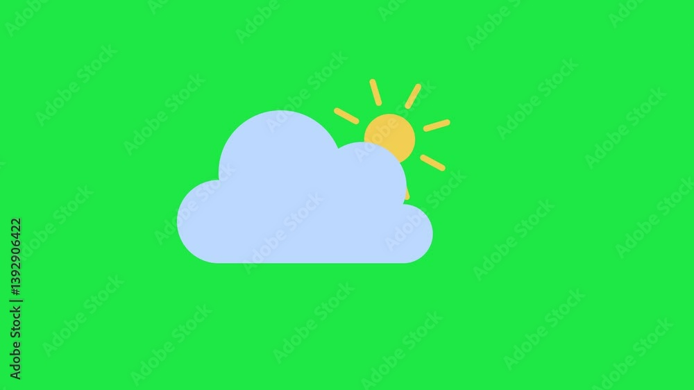 Celestial Sunbeam: 4K Animated Sun Behind Cloud, Green Screen sky loop ...