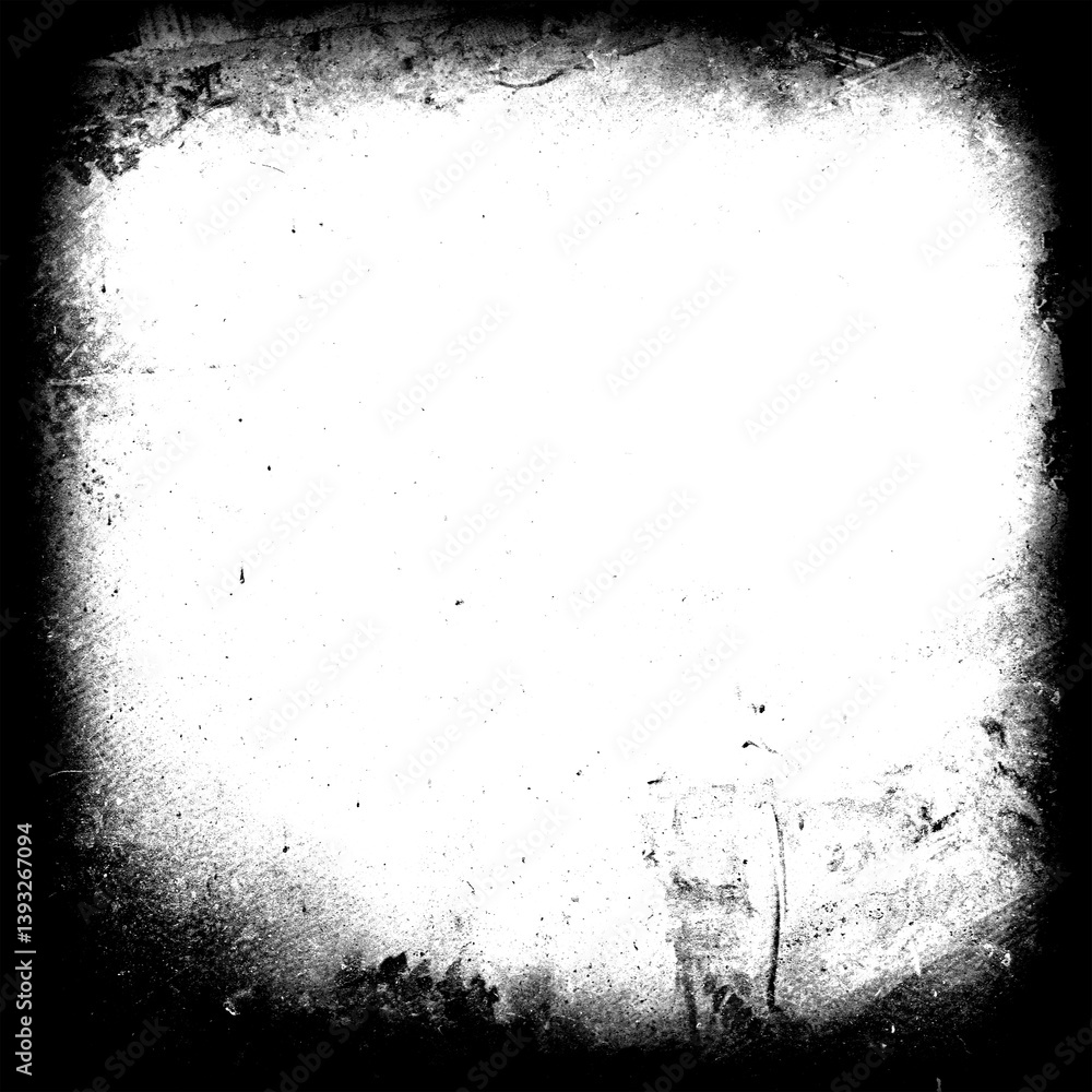 Distressed grunge vignette overlay on transparent background - square ...