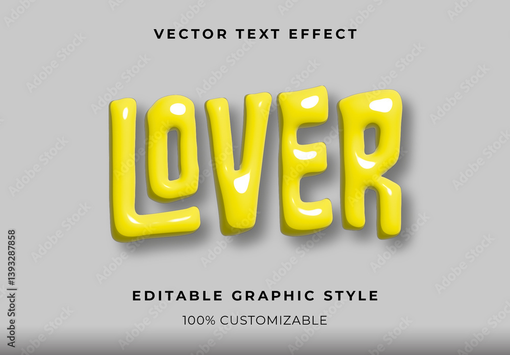 Yellow Playful Inflated Font Glossy Balloon 3D Text Effect Stock ...