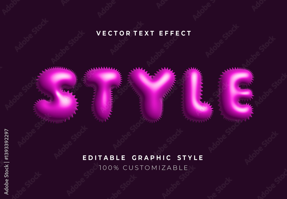 Pink Glossy Font Inflatable Cartoon Balloon Text Effect Stock Template ...