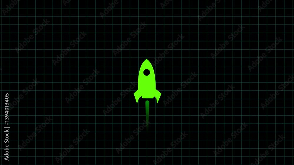 Rocket icon animation .4K motion animation. a military drone wireframe ...