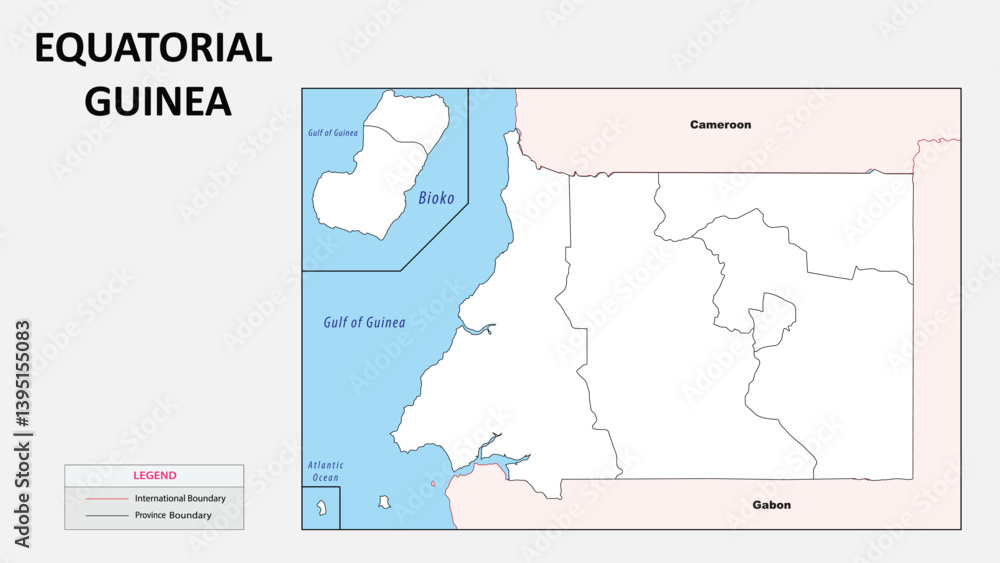 Fototapeta mapa świata dla dzieci Equatorial Guinea map. Political map ...