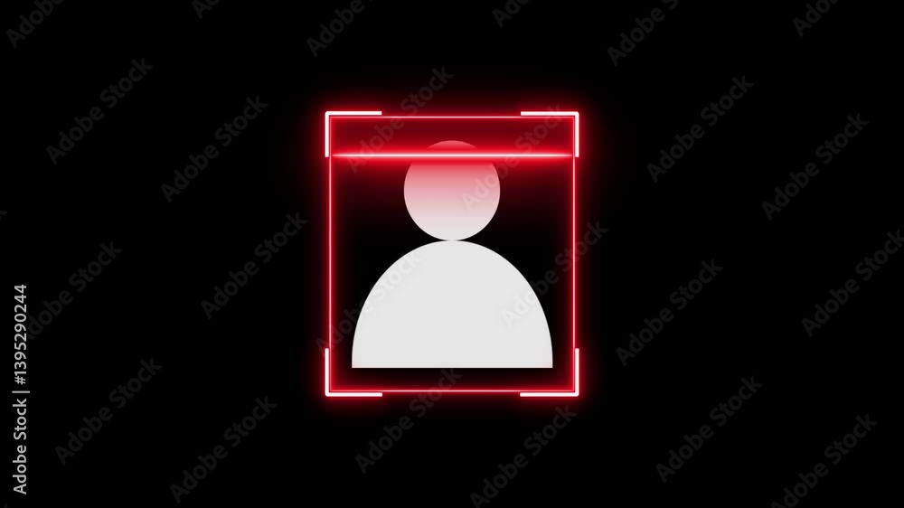 people Scan neon person icon neon icon of user in flat style, face ...