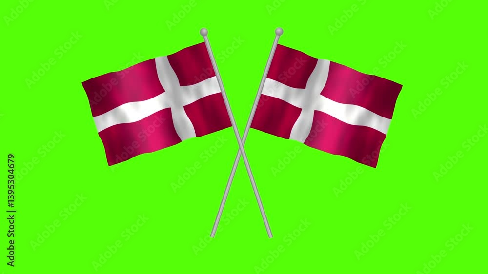 Flag of Denmark, Cross table Flag of Denmark on Green screen chroma key ...
