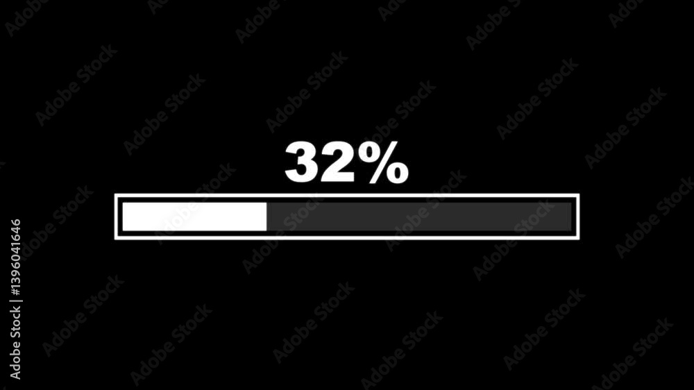 Abstract Loading Progress Bar from 0 to 32% stuck. HUD Futuristic ...
