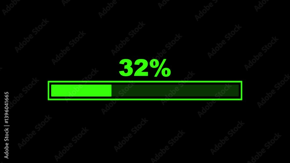 Abstract Loading Progress Bar from 0 to 32% stuck. HUD Futuristic ...