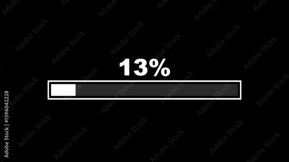 Futuristic hud uploading progress bar with distortion effect isolated on black background ...