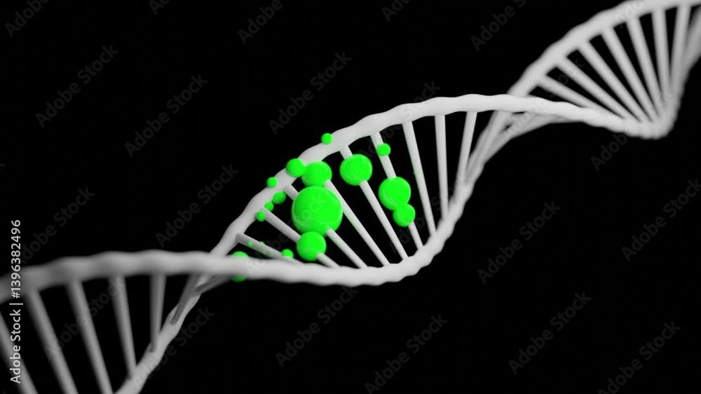 DNA strand, 3D animation, molecular structure, biotechnology, genetic ...