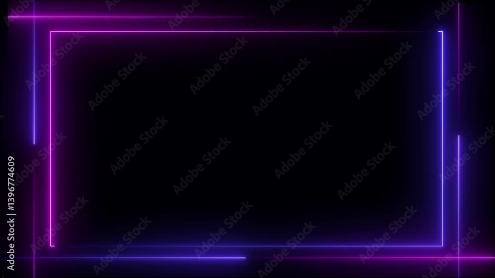 Glowing neon line picture frame background, Rectangular Fire effect ...