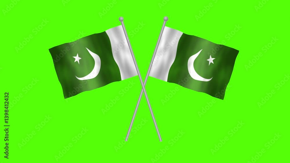 Flag of Pakistan, Cross table flag of Pakistan on Green screen chroma ...