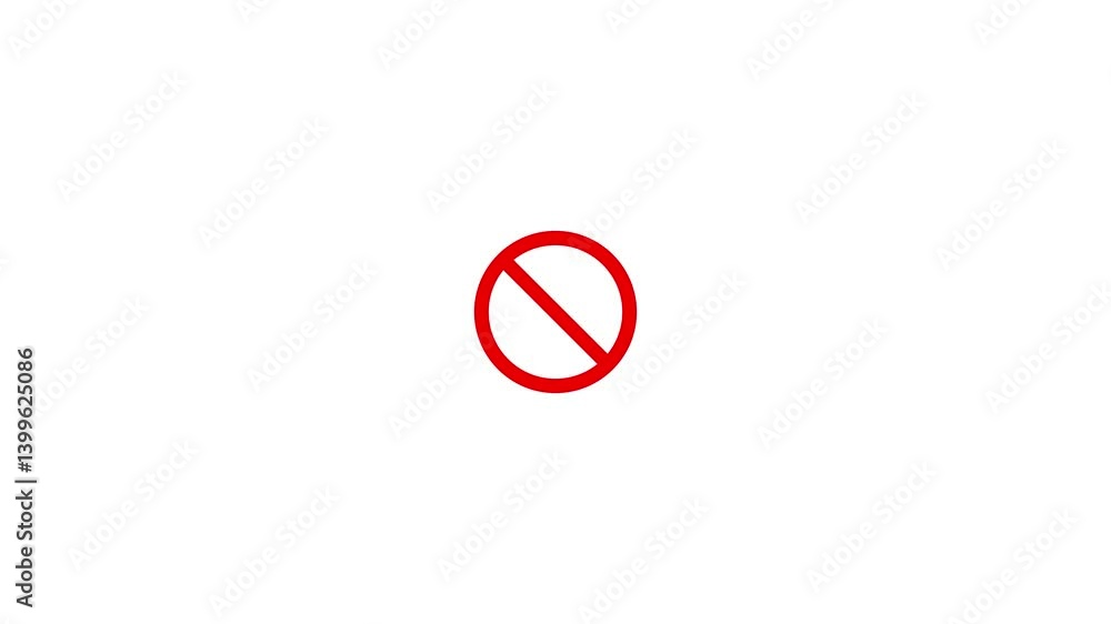 No Symbol animation.Prohibition Red Sign Chroma Key.Warning, stop or no ...