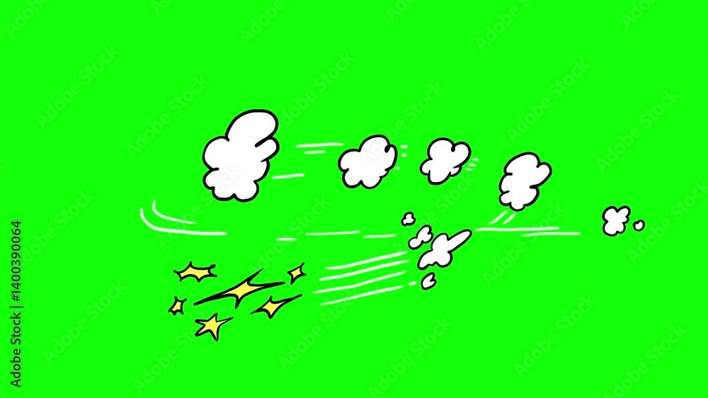 Pack of 4 2D hand-drawn 2d Old-school cartoon effects with stars and ...