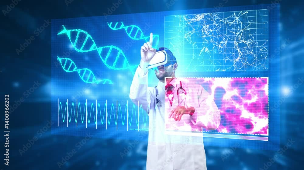 Skilled medical worker explaining and sharing idea about genetic ...