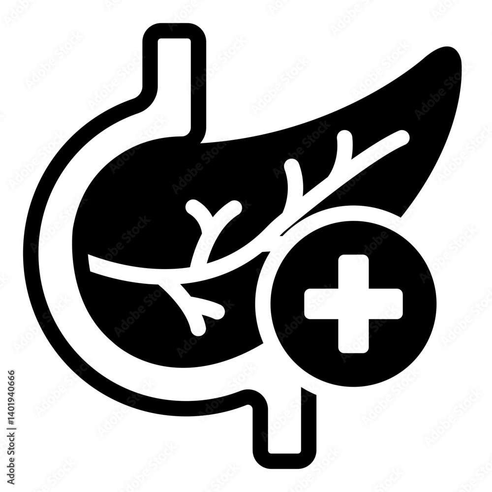 Poster health scan glyph icon for pancreas medical checkup – Wall Art ...