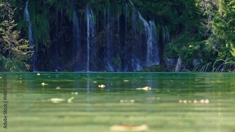 Nature meditation. The waterfall as a natural landmark. A dreamy ...